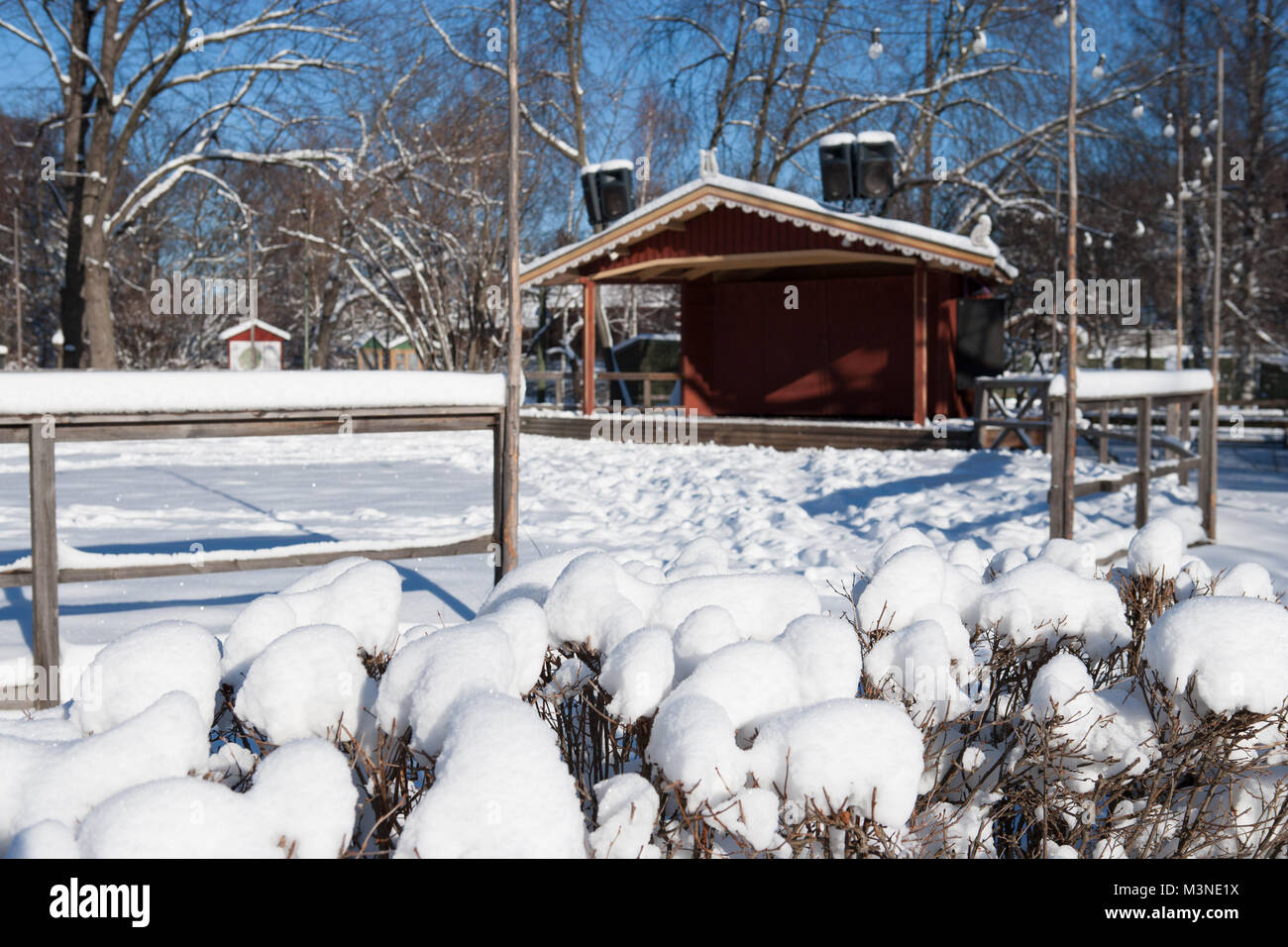 Tingsvallen at Skansen in winter Stock Photo - Alamy