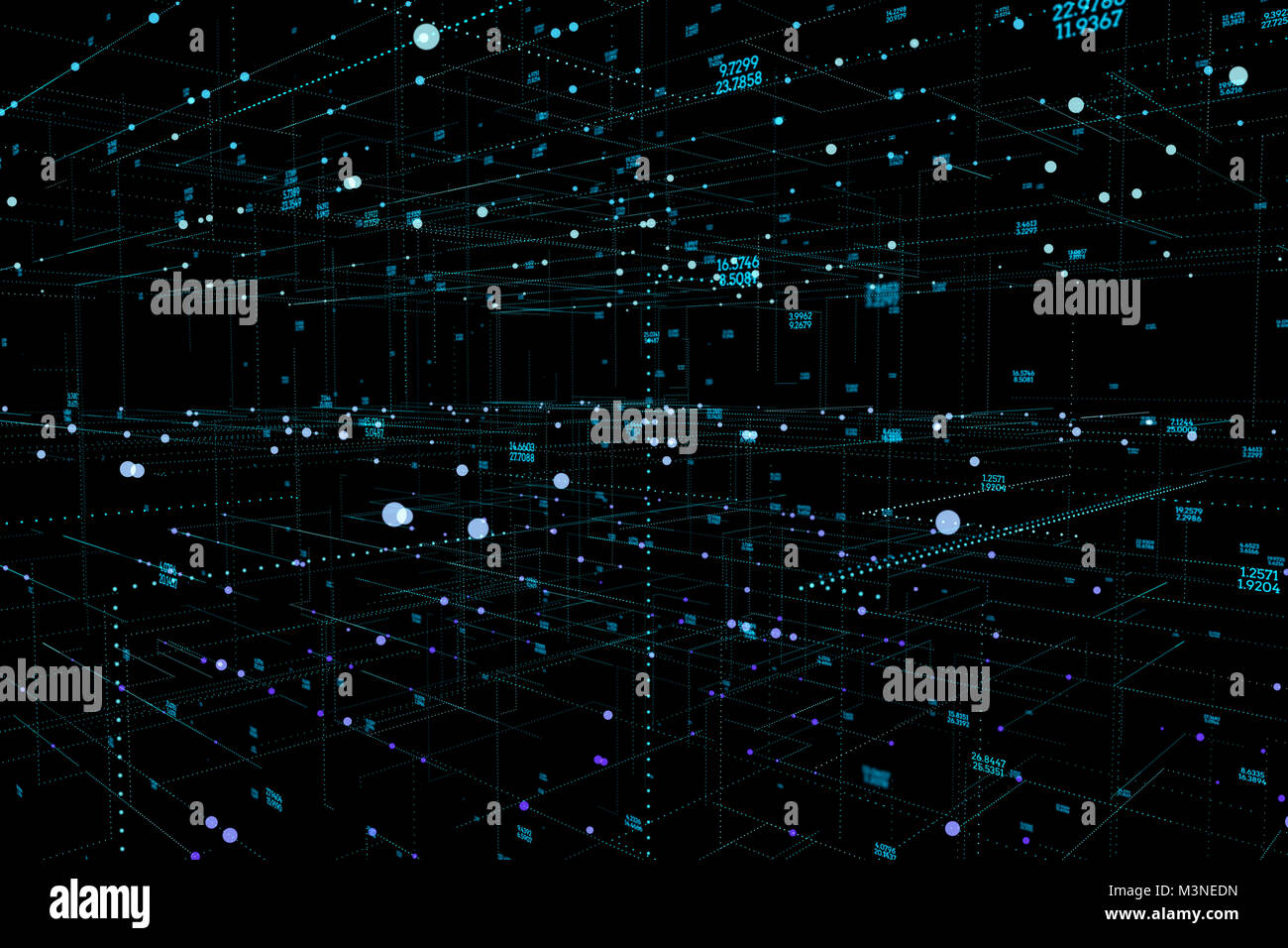 Abstract 3D big data visualization. Futuristic infographics aesthetic ...