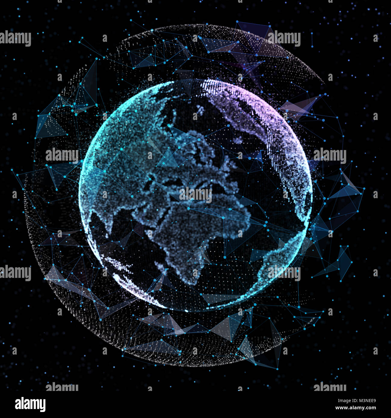 Point, line, surface composed of circular graphics, Global network ...
