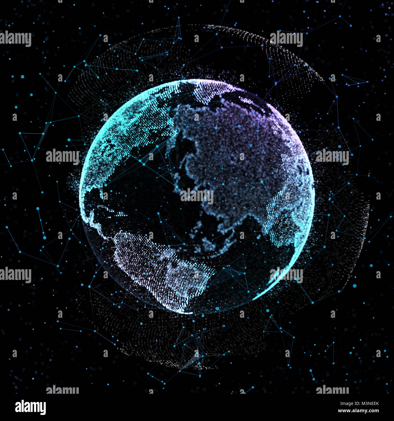 3d illustration of detailed virtual planet Earth. Technological digital ...