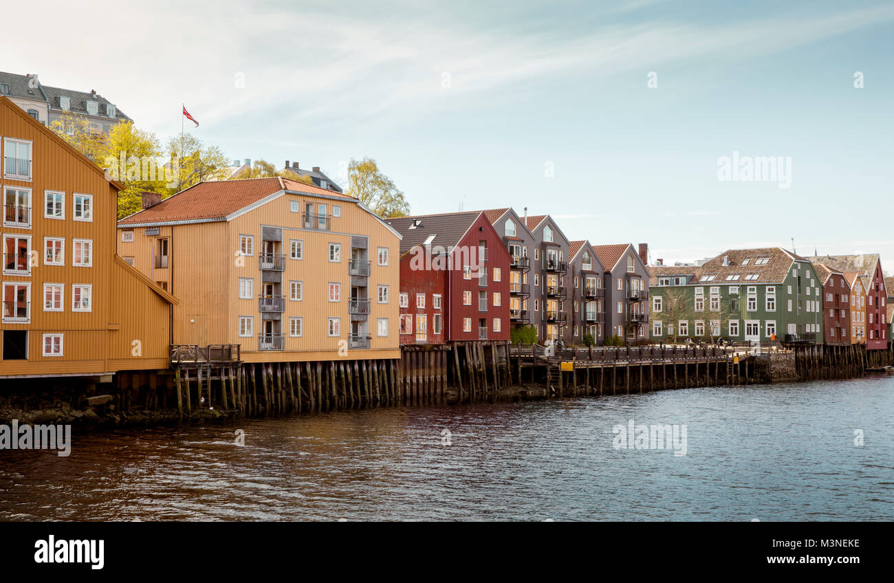 Colorful wooden houses in Trondheim, Norway Stock Photo - Alamy