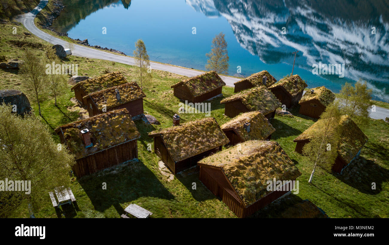 Wooden cottages in Norway Stock Photo - Alamy