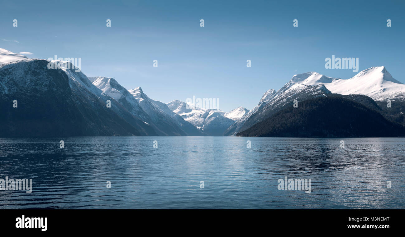 Panoramic view of Norwegian fjord Stock Photo - Alamy