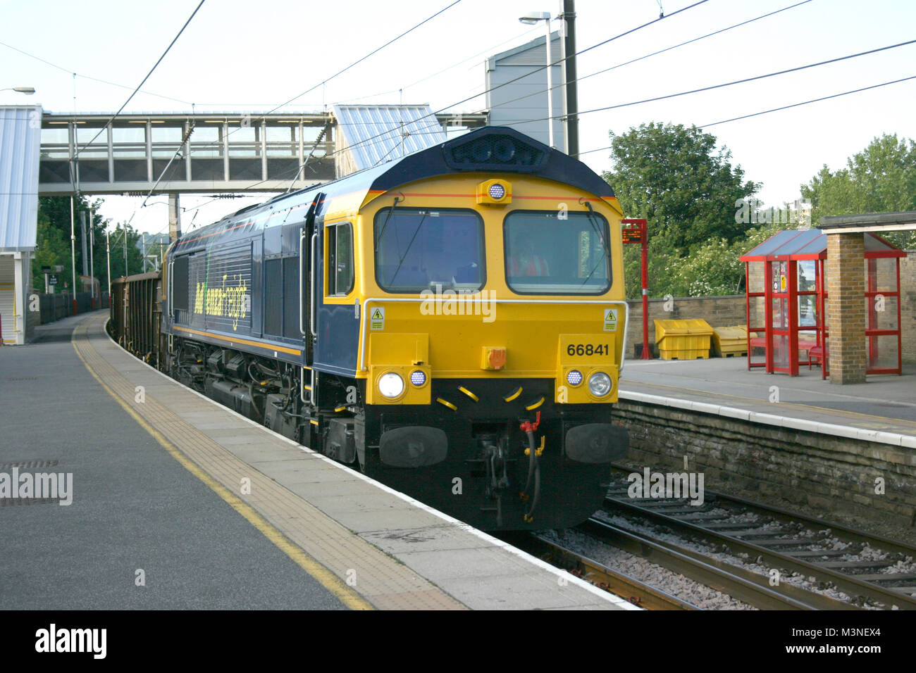 Advenza Class 66 freight loco number 66844 at Shipley Station, Shipley ...