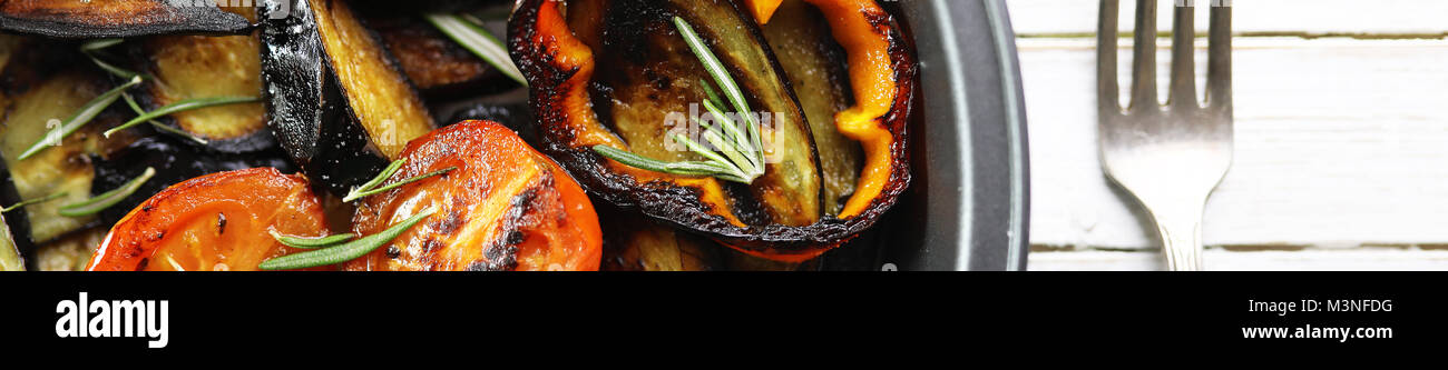Long horizontal background of vegetables grilled Stock Photo - Alamy