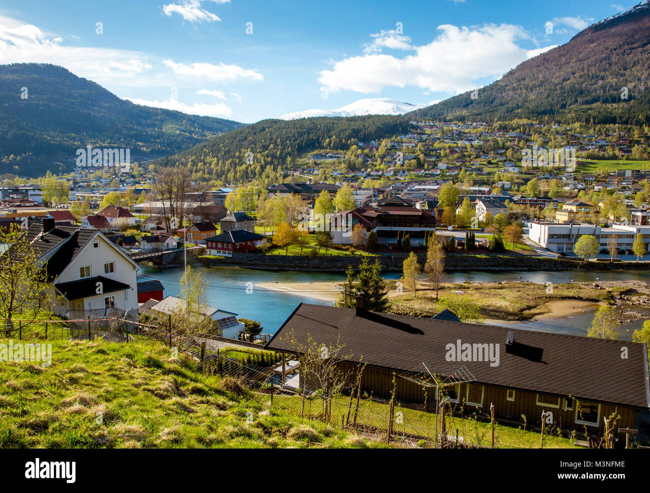 Panorama of Stryn town Stock Photo - Alamy