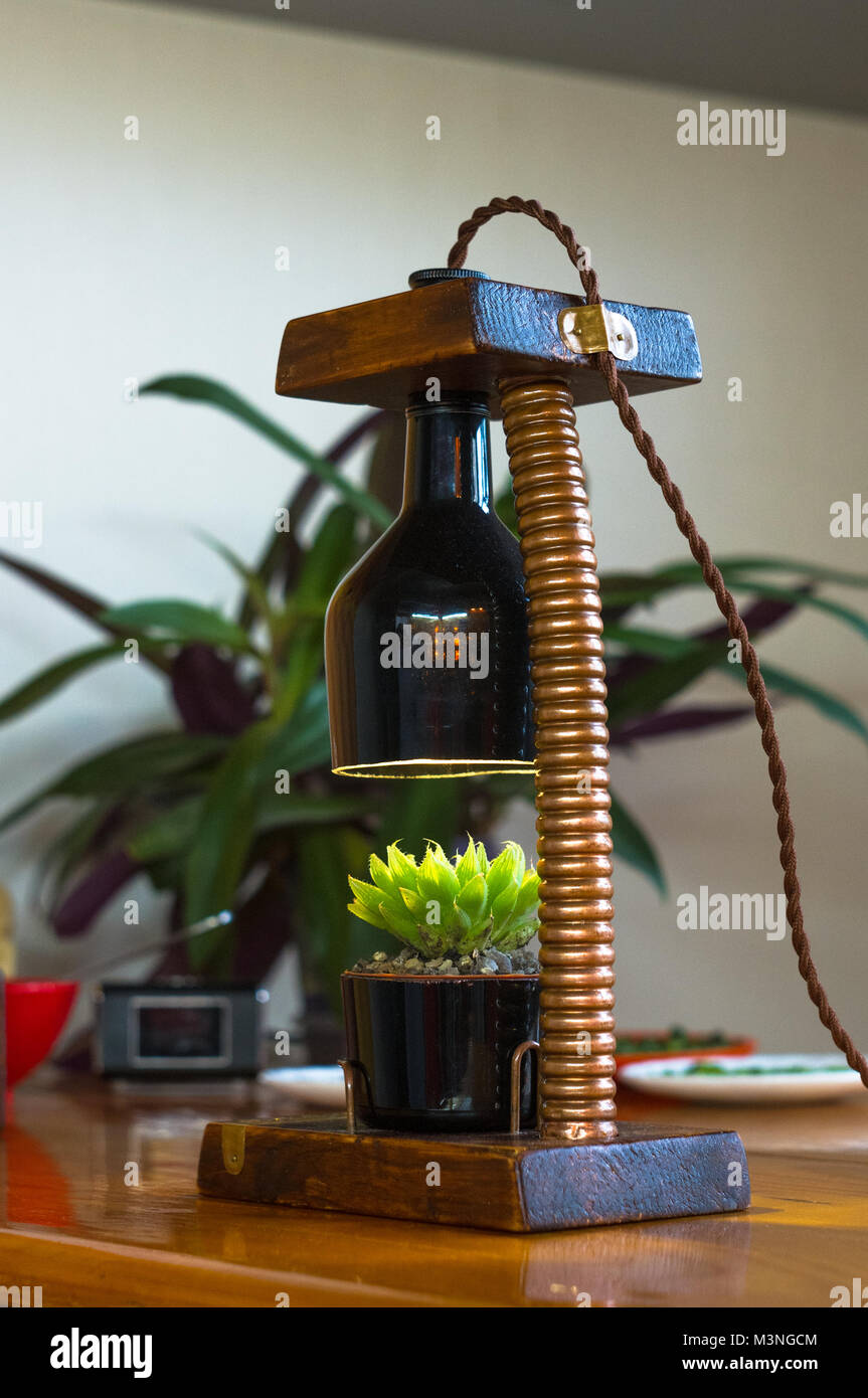 Light fixture handmade - stand for flower pot in vintage style, wooden ...