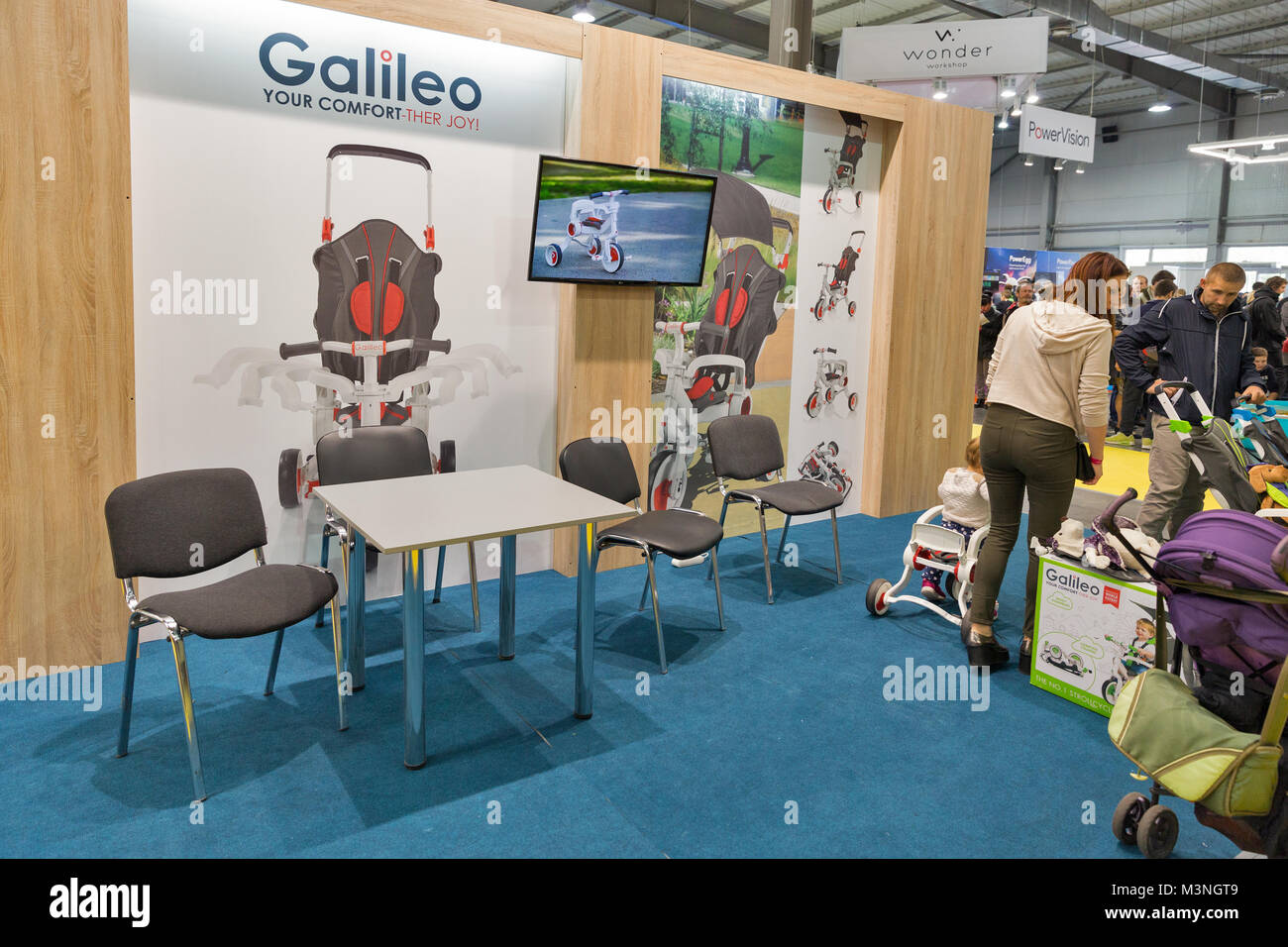 KIEV, UKRAINE - OCTOBER 07, 2017: People visit Galileo, brand of ...