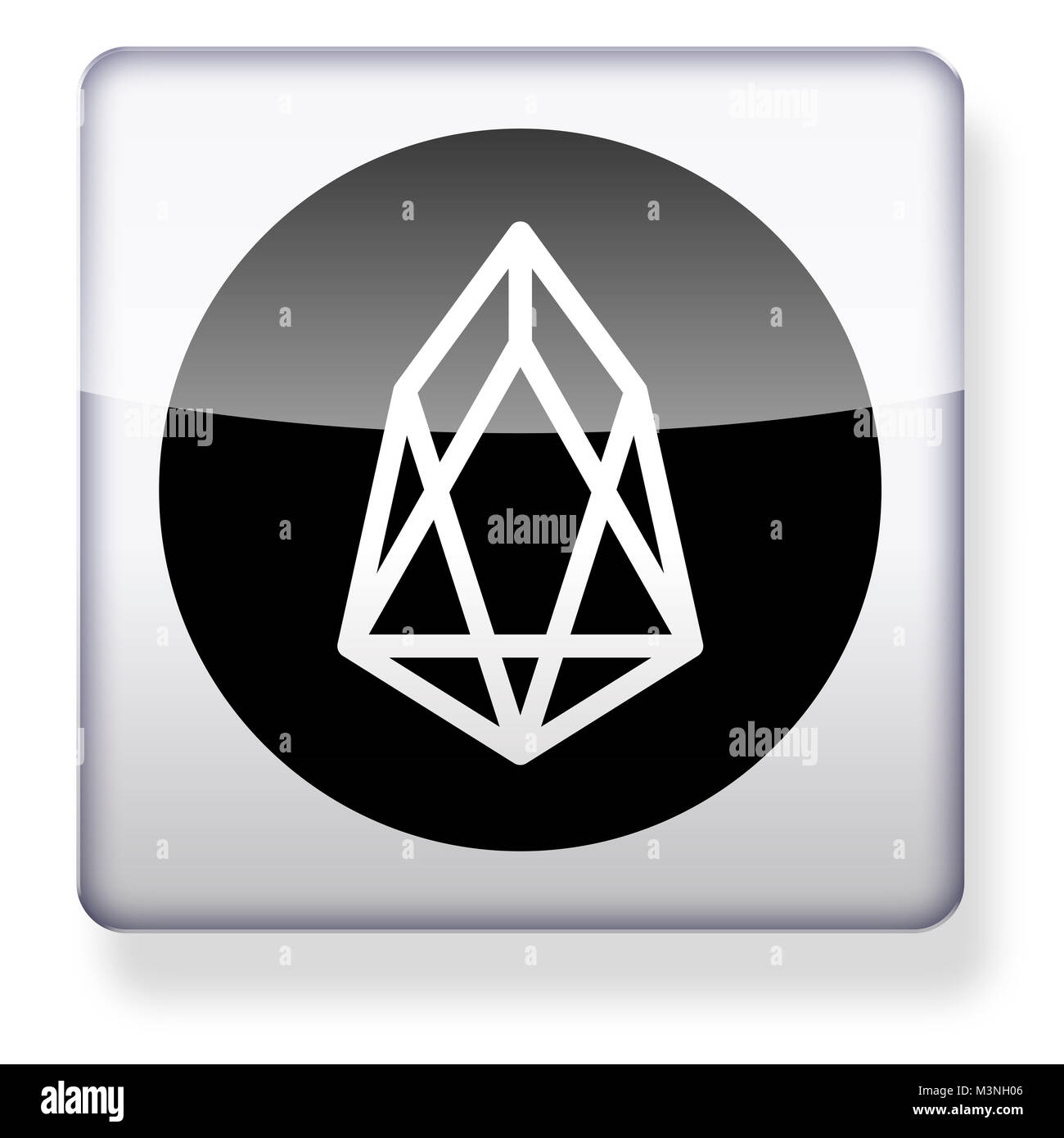 Eos cryptocurrency EOS logo as an app icon. Clipping path included ...