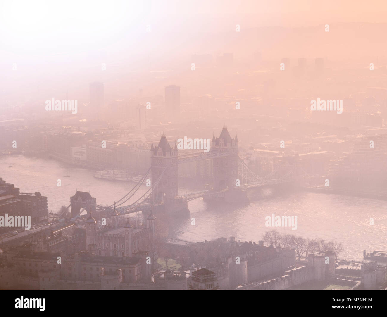 A classic view of air pollution or fog in the air over London with ...