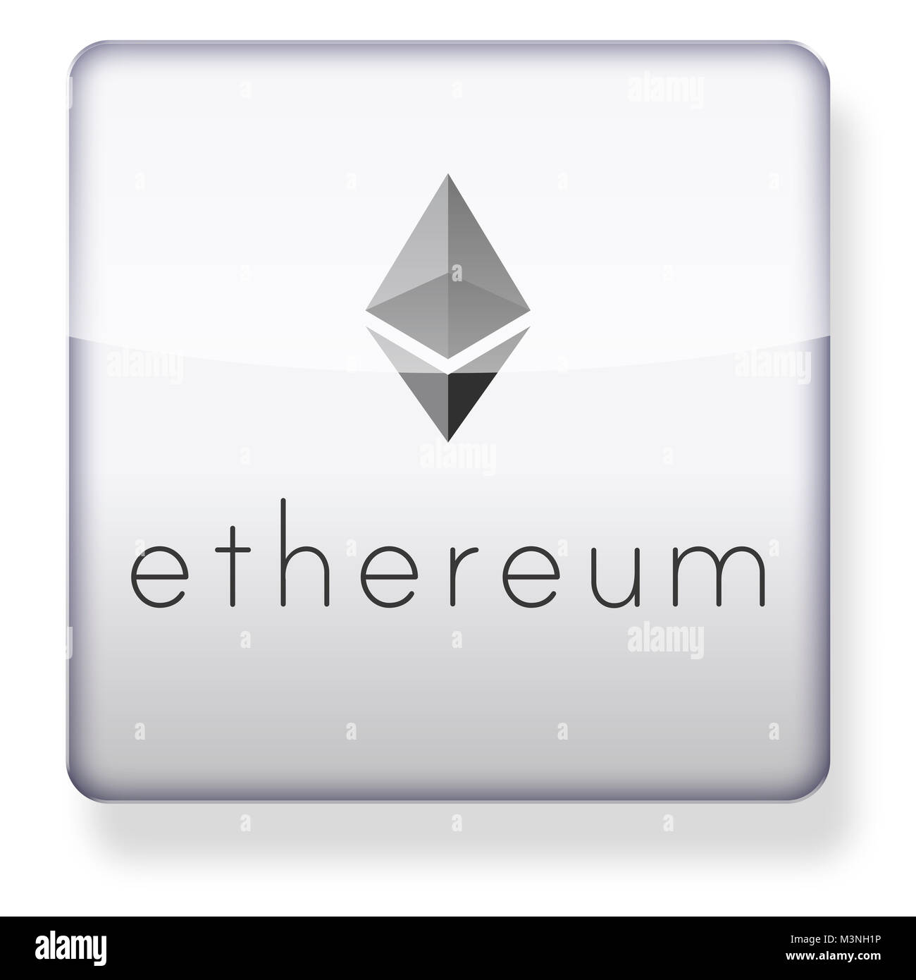 Ethereum cryptocurrency ETH logo as an app icon. Clipping path included ...