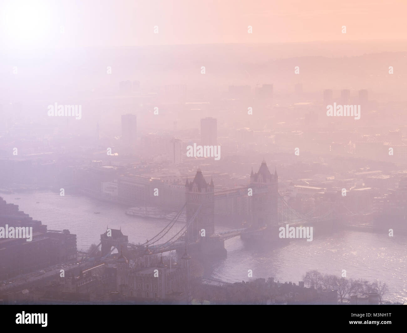 A classic view of air pollution or fog in the air over London with ...