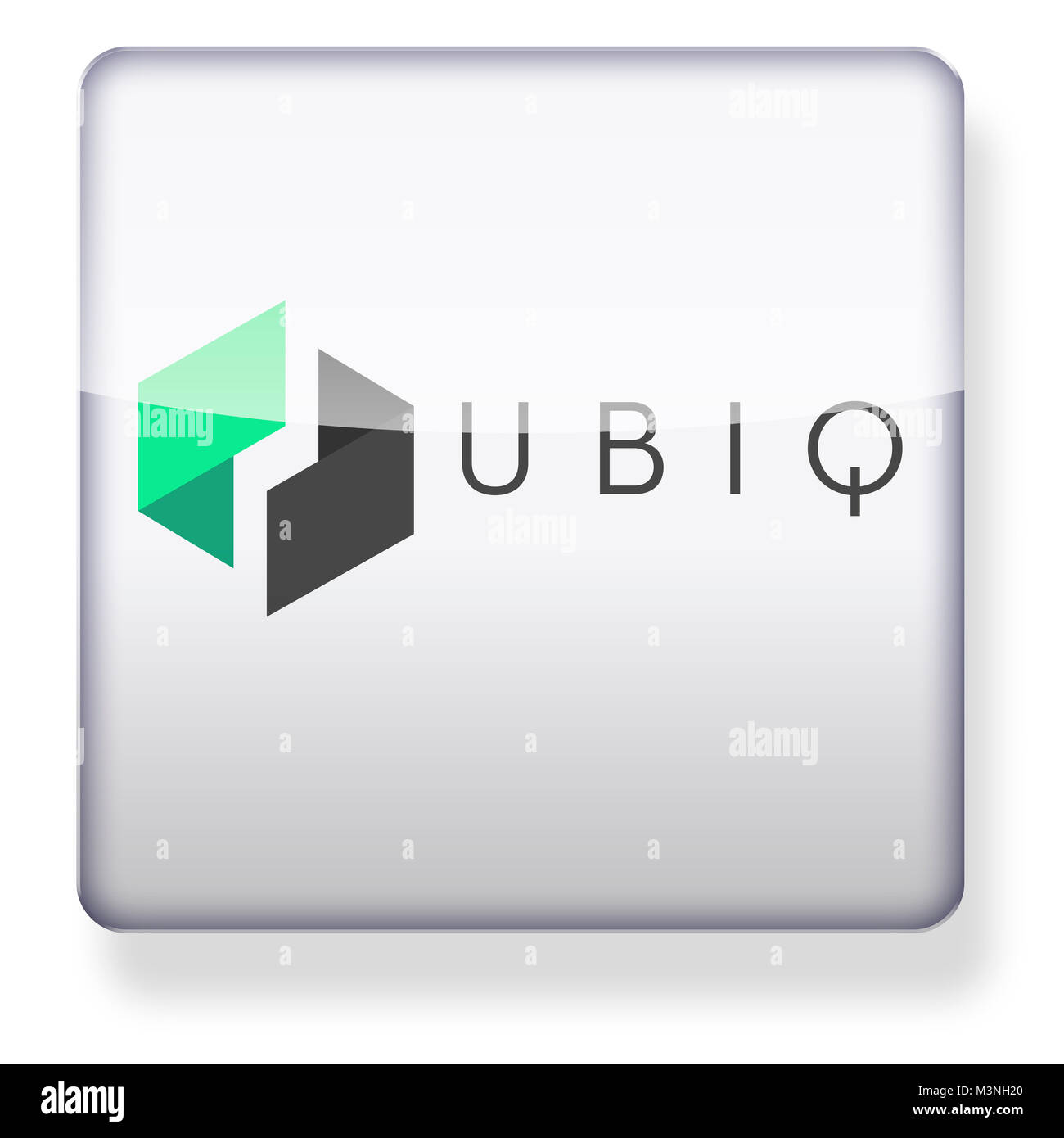 Ubiq cryptocurrency UBQ logo as an app icon. Clipping path included ...