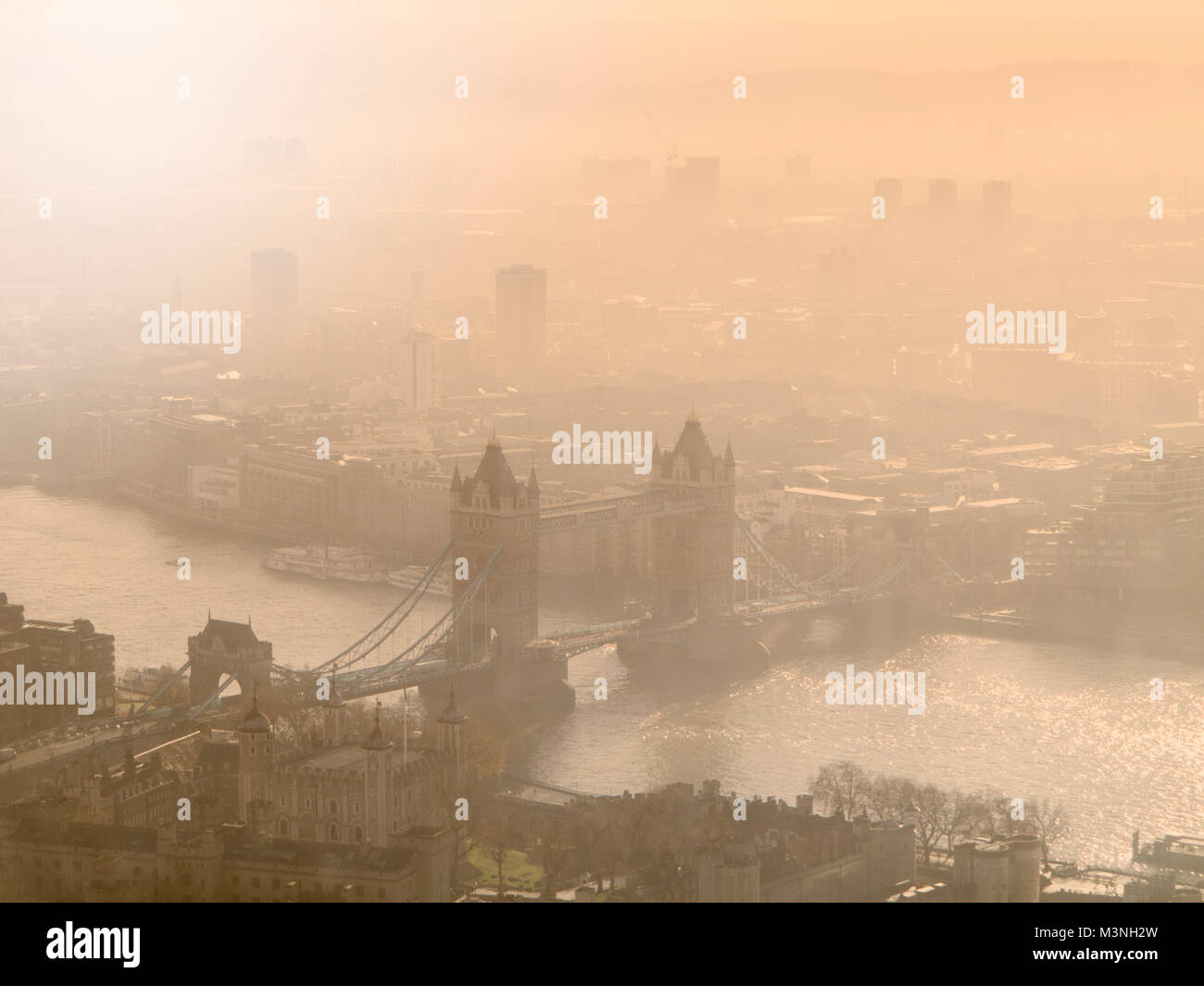 A classic view of air pollution or fog in the air over London with ...