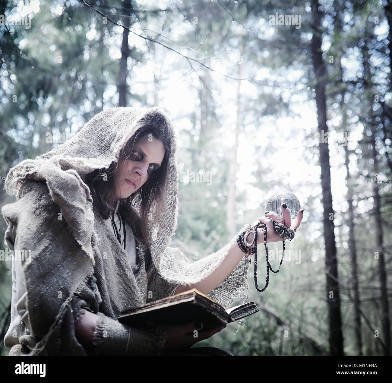 Fairy magician. A sorcerer with a glass sphere, a magical spell Stock ...