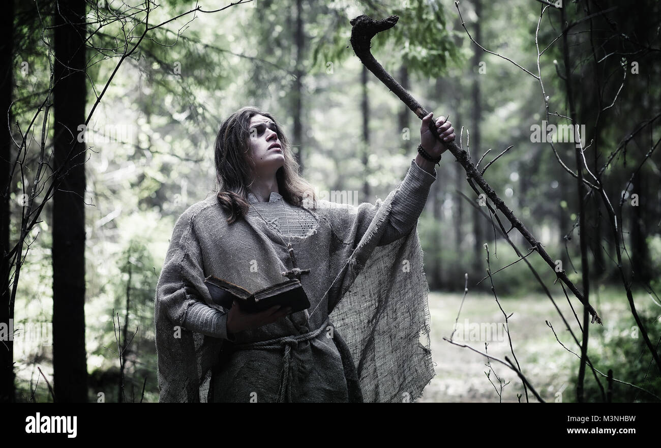 Fairy magician. A sorcerer with a glass sphere, a magical spell Stock ...