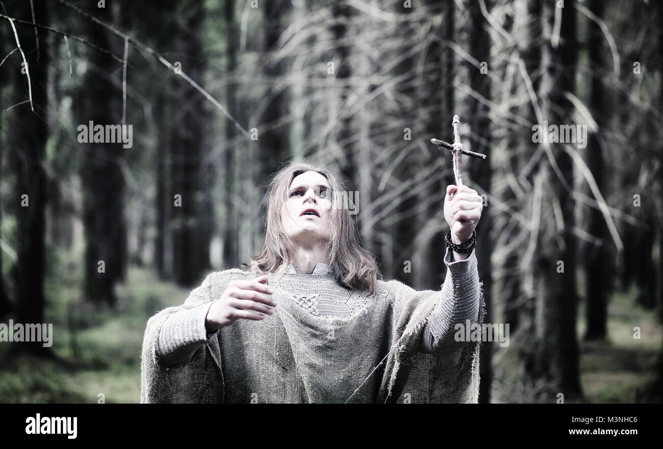 Fairy magician. A sorcerer with a glass sphere, a magical spell Stock ...