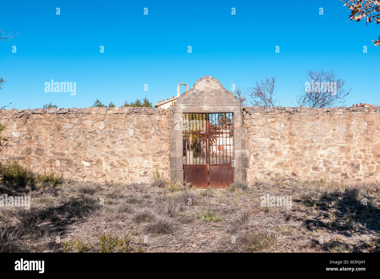 old cemetery entrance, door, Aguilar de Segarra, Catalonia, Spain Stock ...