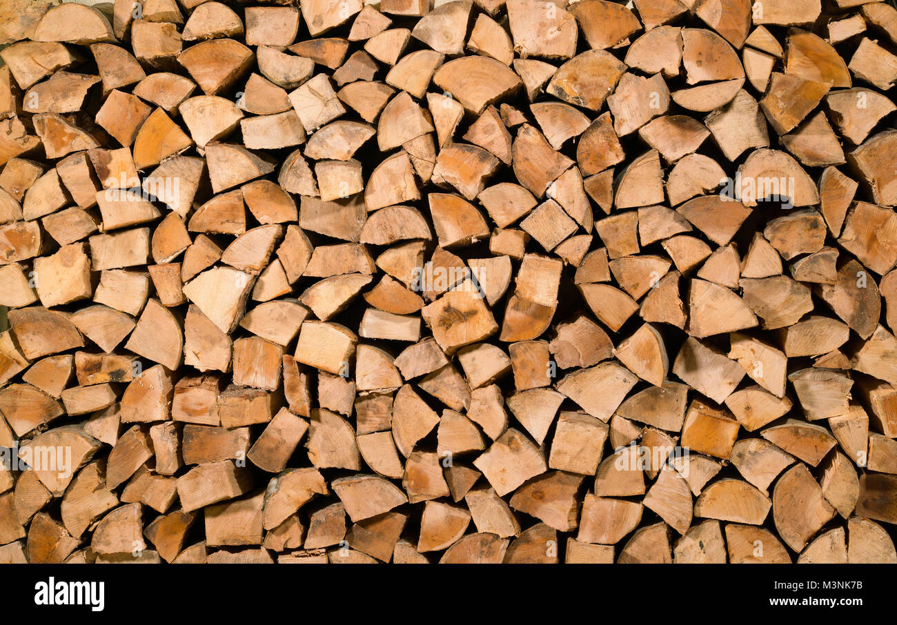 firewood stacked along the wall Stock Photo - Alamy
