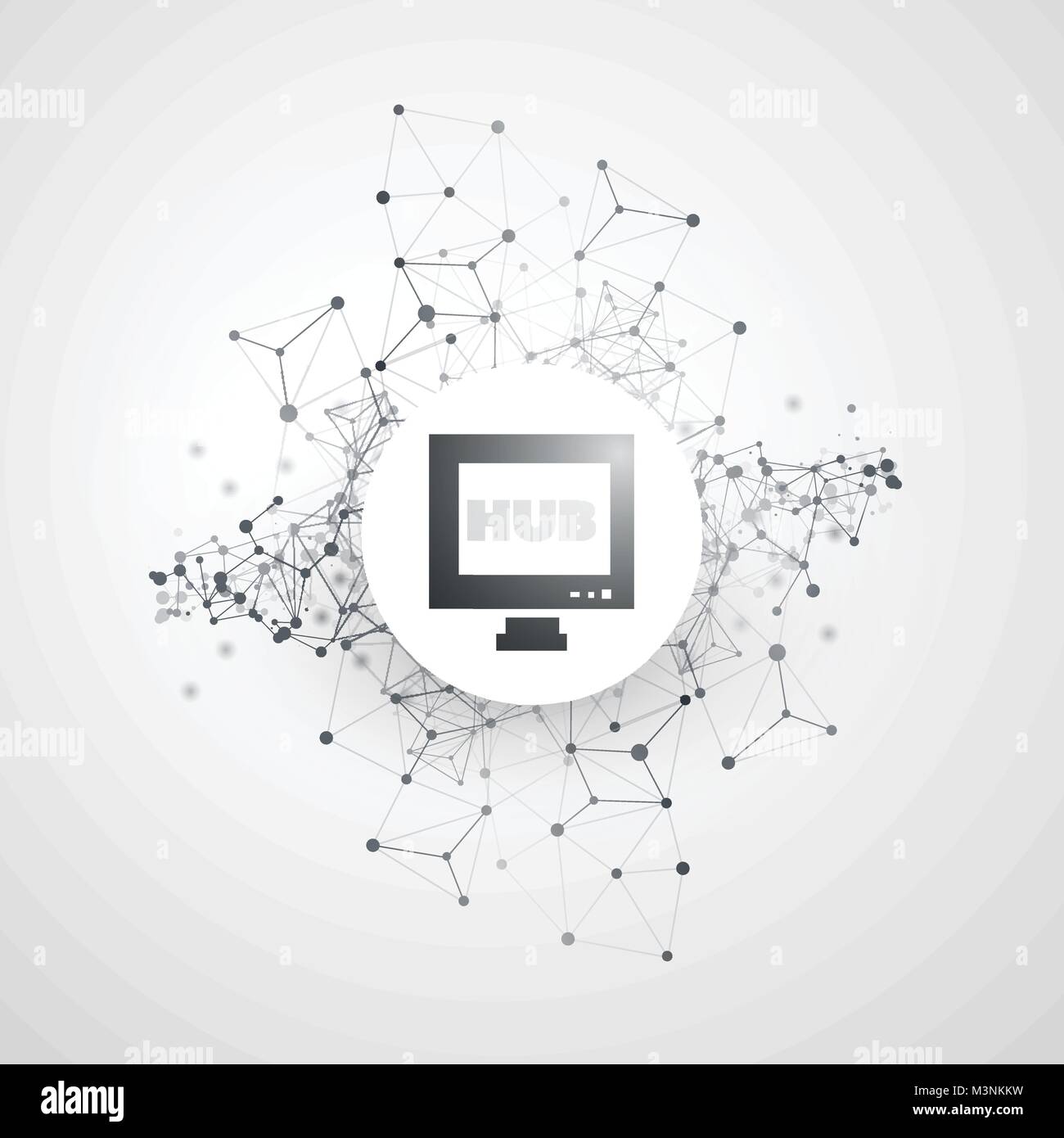 Abstract Cloud Computing And Global Network Connections Concept Design With Desktop Computer