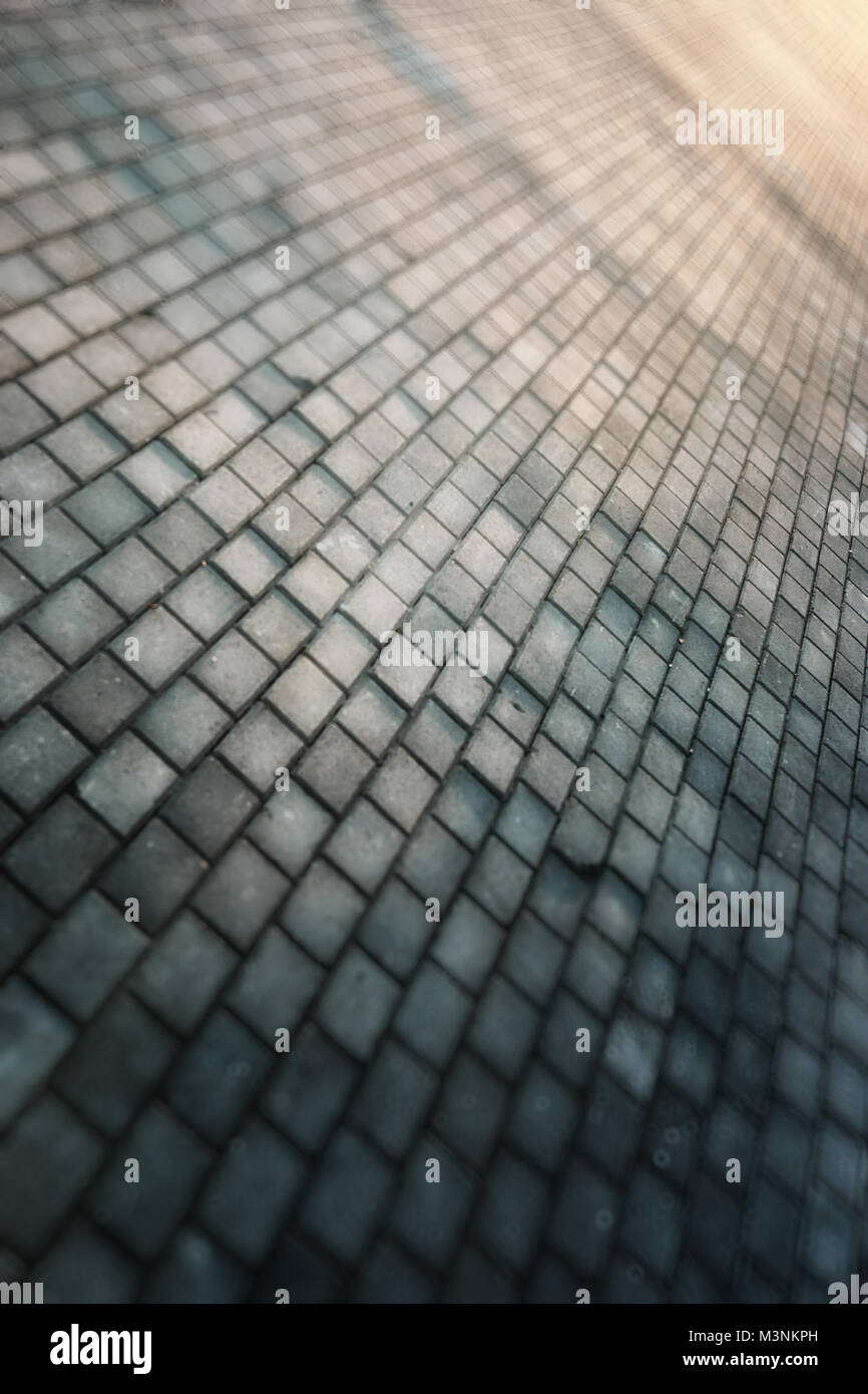 Gray paving stone path goes away the prospect in sunset Stock Photo - Alamy