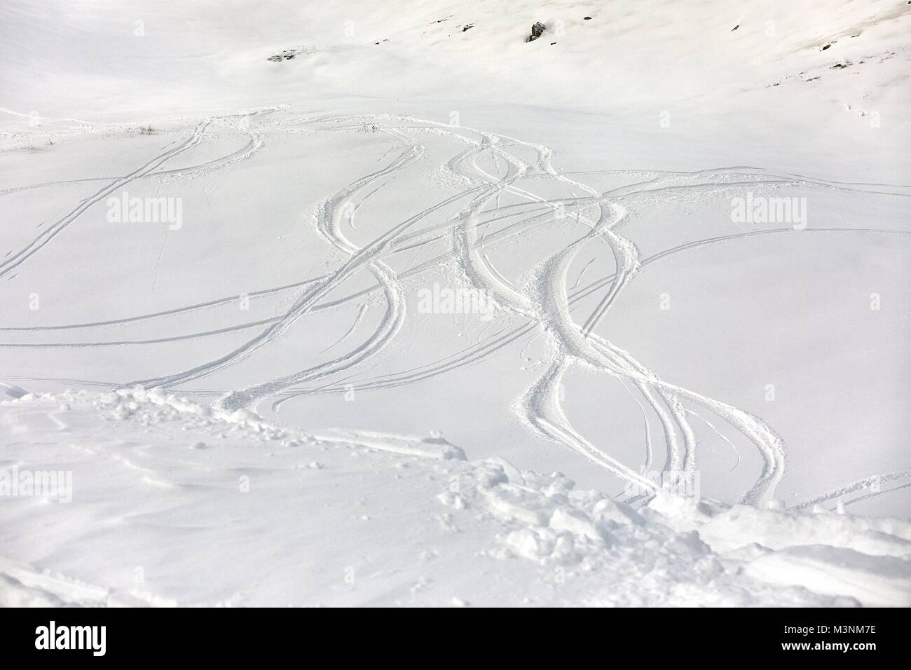Ski Slope with Fresh Curves Stock Photo - Alamy