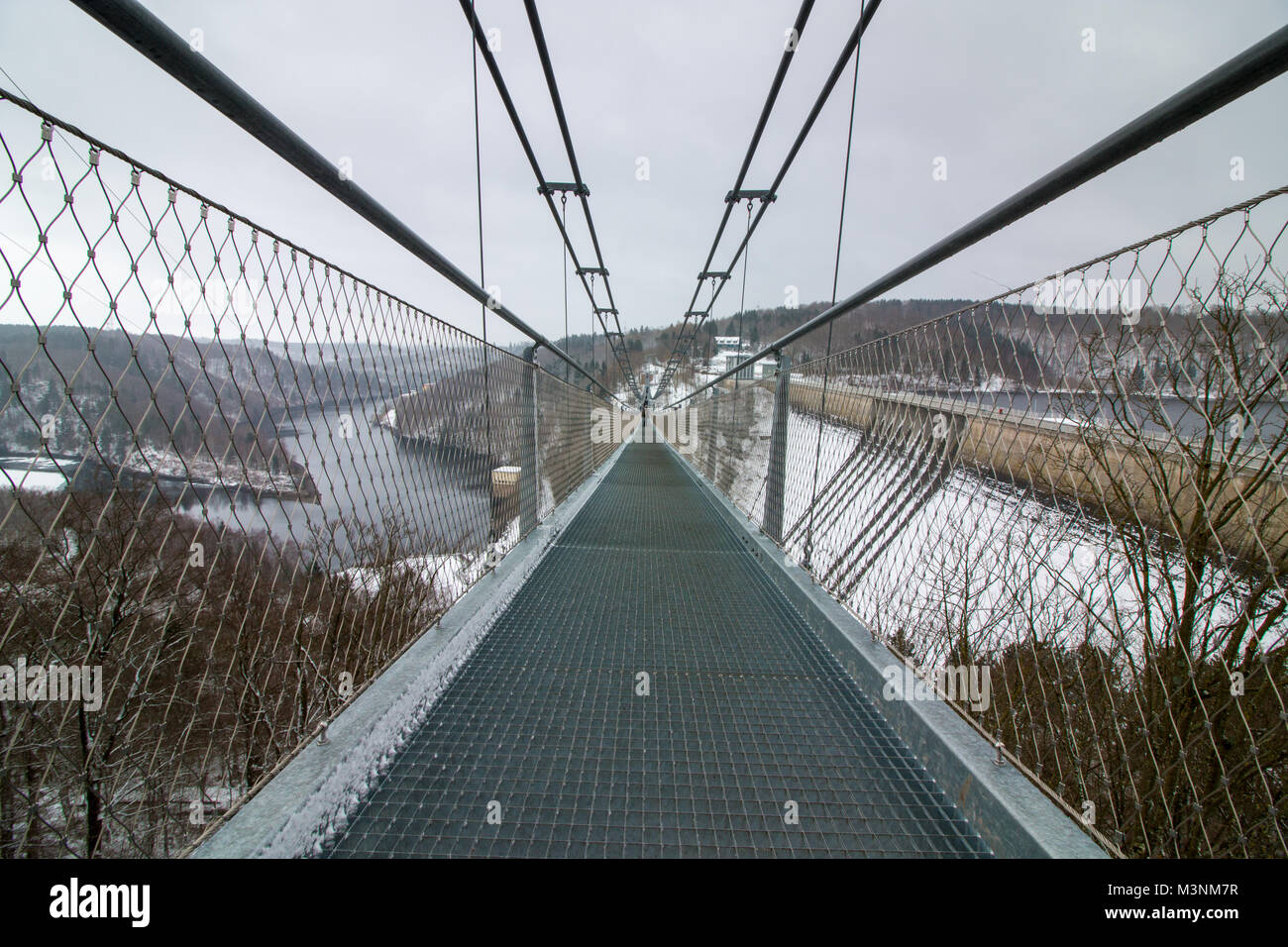Wendefurth, Germany - February 10,2018: View of the longest rope bridge ...
