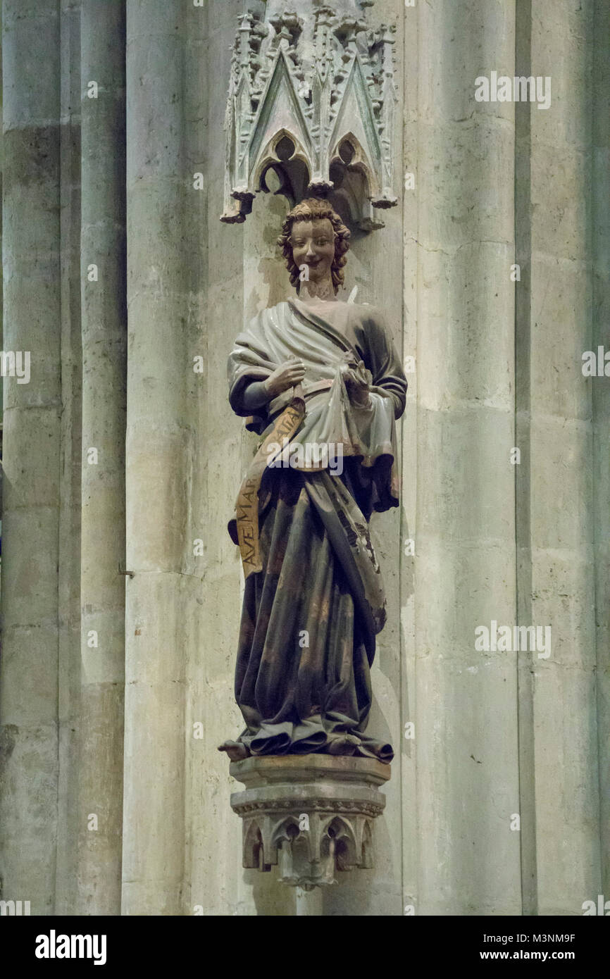 sculpture of the laughing angel, Regensburg Cathedral (Dom St. Peter or ...