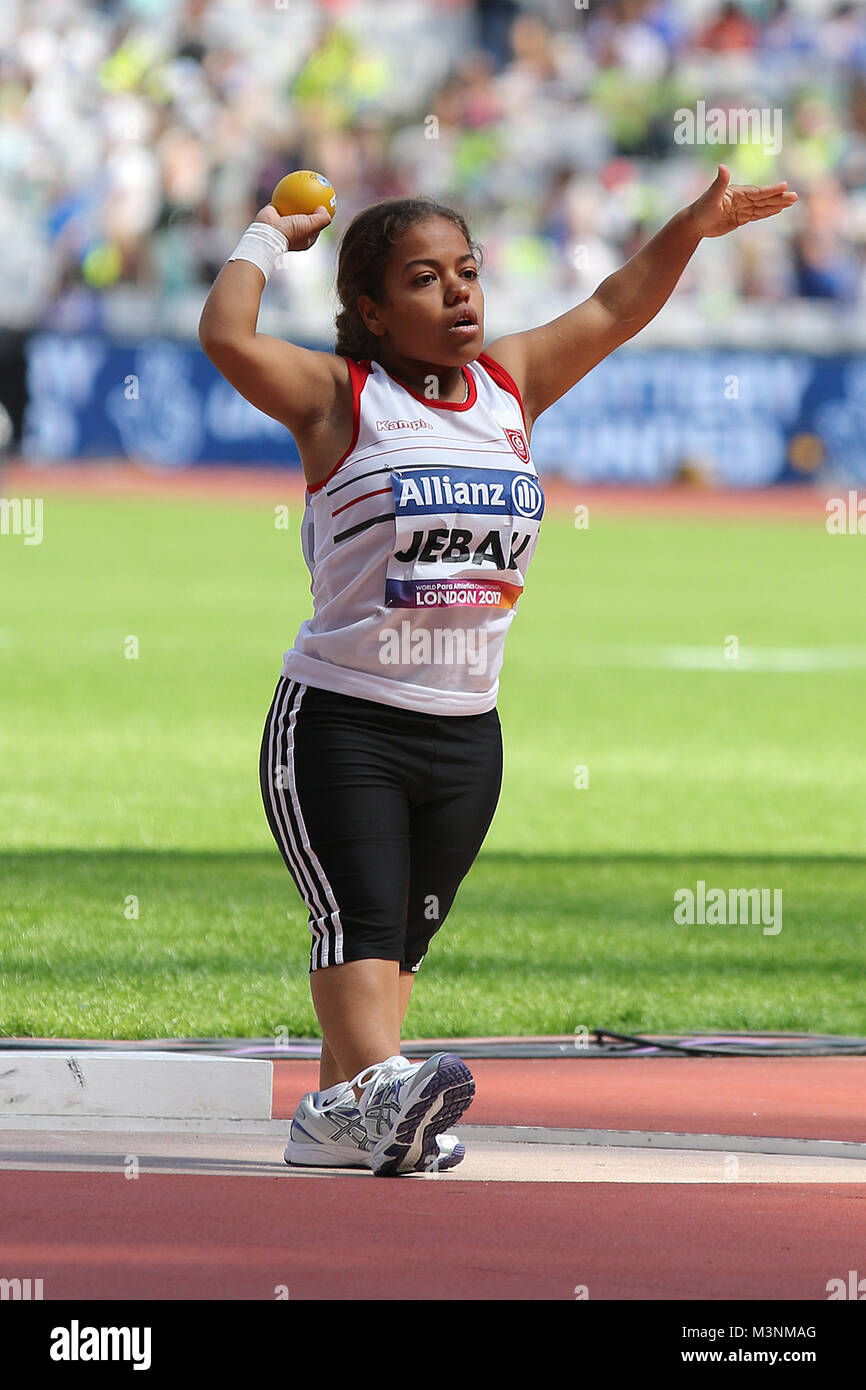 Raja JEBALI of Tunisia in the Women's Shot Put F40 Final at the World ...