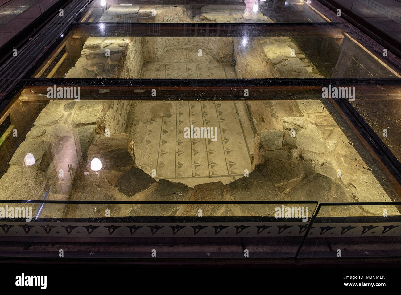 Roman pool in the city of Lugo, Galicia region, Spain, Europe Stock ...