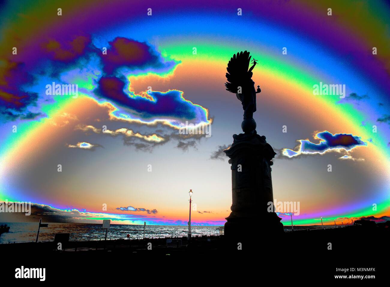 A psychedelic photoshopped image of the peace statue in Brighton ...