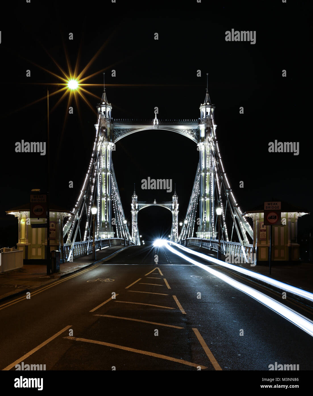 Prince albert bridge at night with car Stock Photo - Alamy