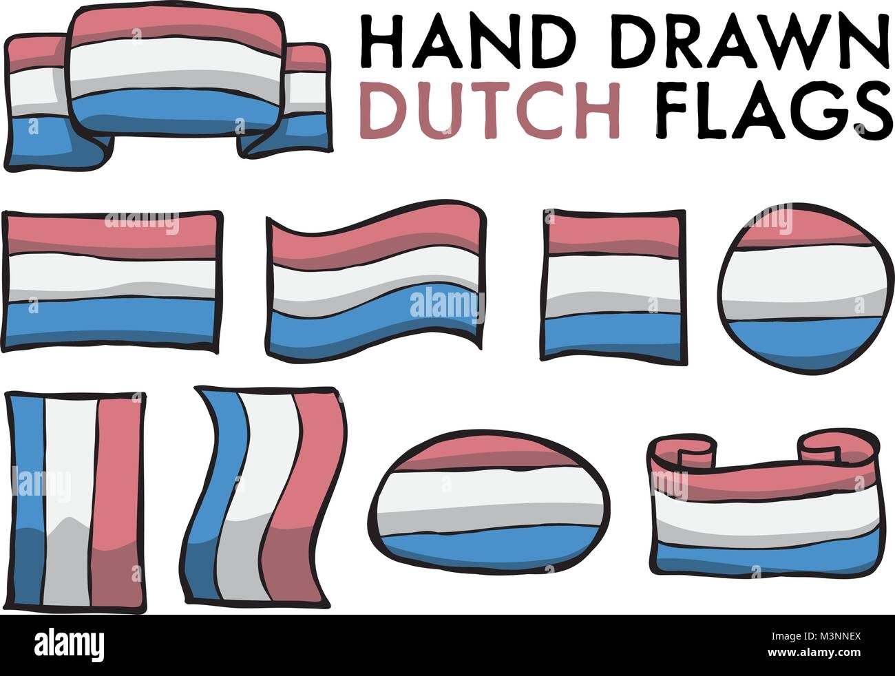 Set of Hand Drawn / Doodled National Flags. High-Quality Vector ...