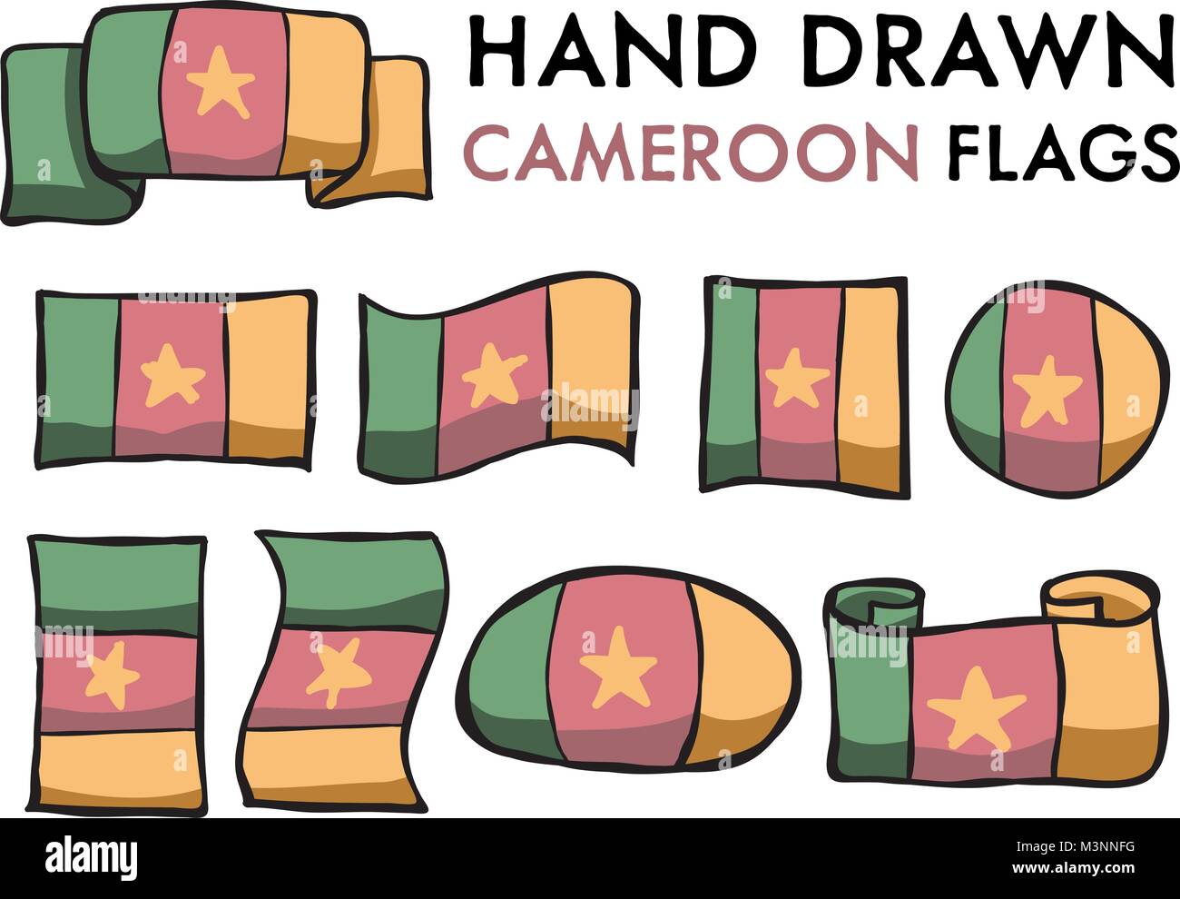 Set of Hand Drawn / Doodled National Flags. High-Quality Vector ...