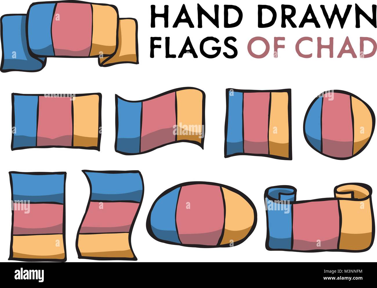 Set of Hand Drawn / Doodled National Flags. High-Quality Vector ...