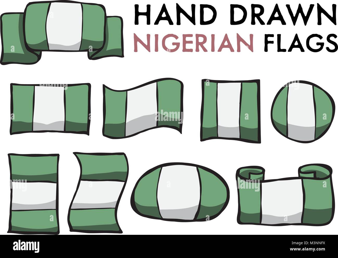 Set of Hand Drawn / Doodled National Flags. High-Quality Vector ...