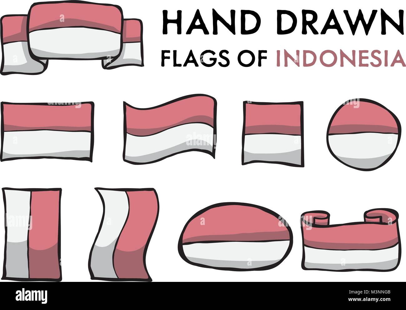 Set of Hand Drawn / Doodled National Flags. High-Quality Vector ...