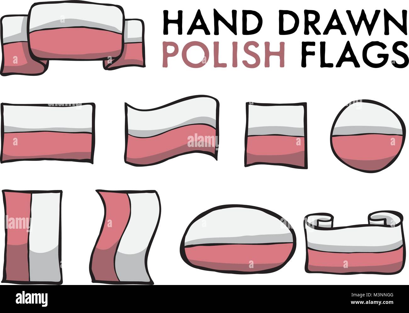Set of Hand Drawn / Doodled National Flags. High-Quality Vector ...