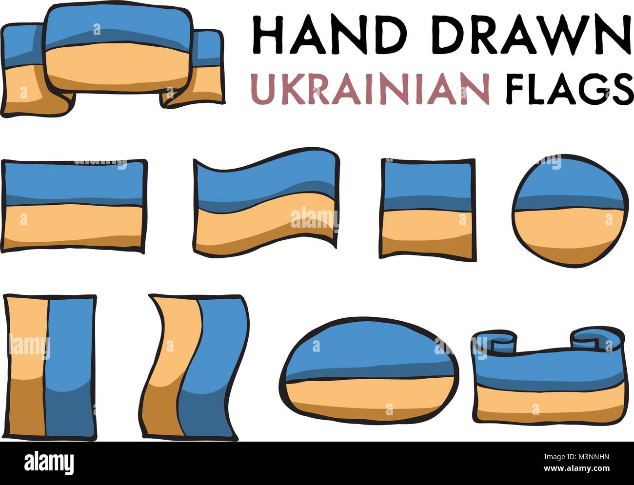 Set of Hand Drawn / Doodled National Flags. High-Quality Vector ...