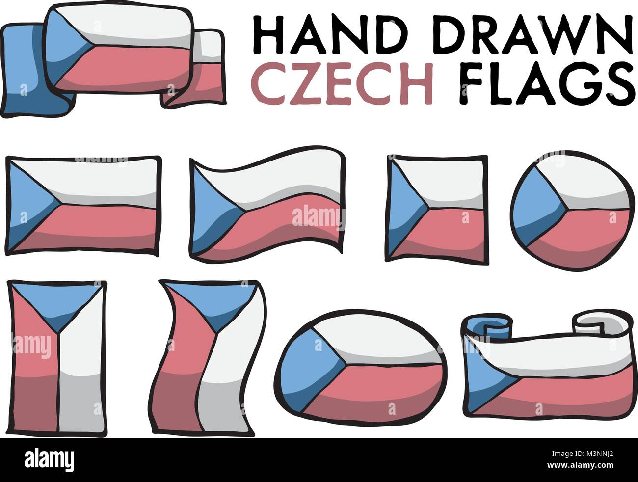 Set of Hand Drawn / Doodled National Flags. High-Quality Vector ...