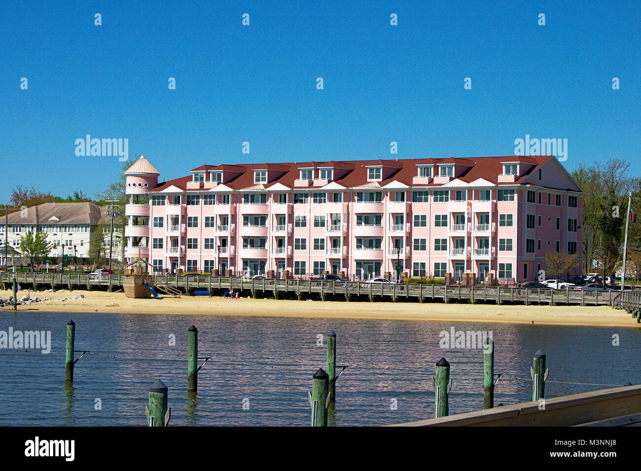 Pascal color Hotel near walking pier Stock Photo - Alamy