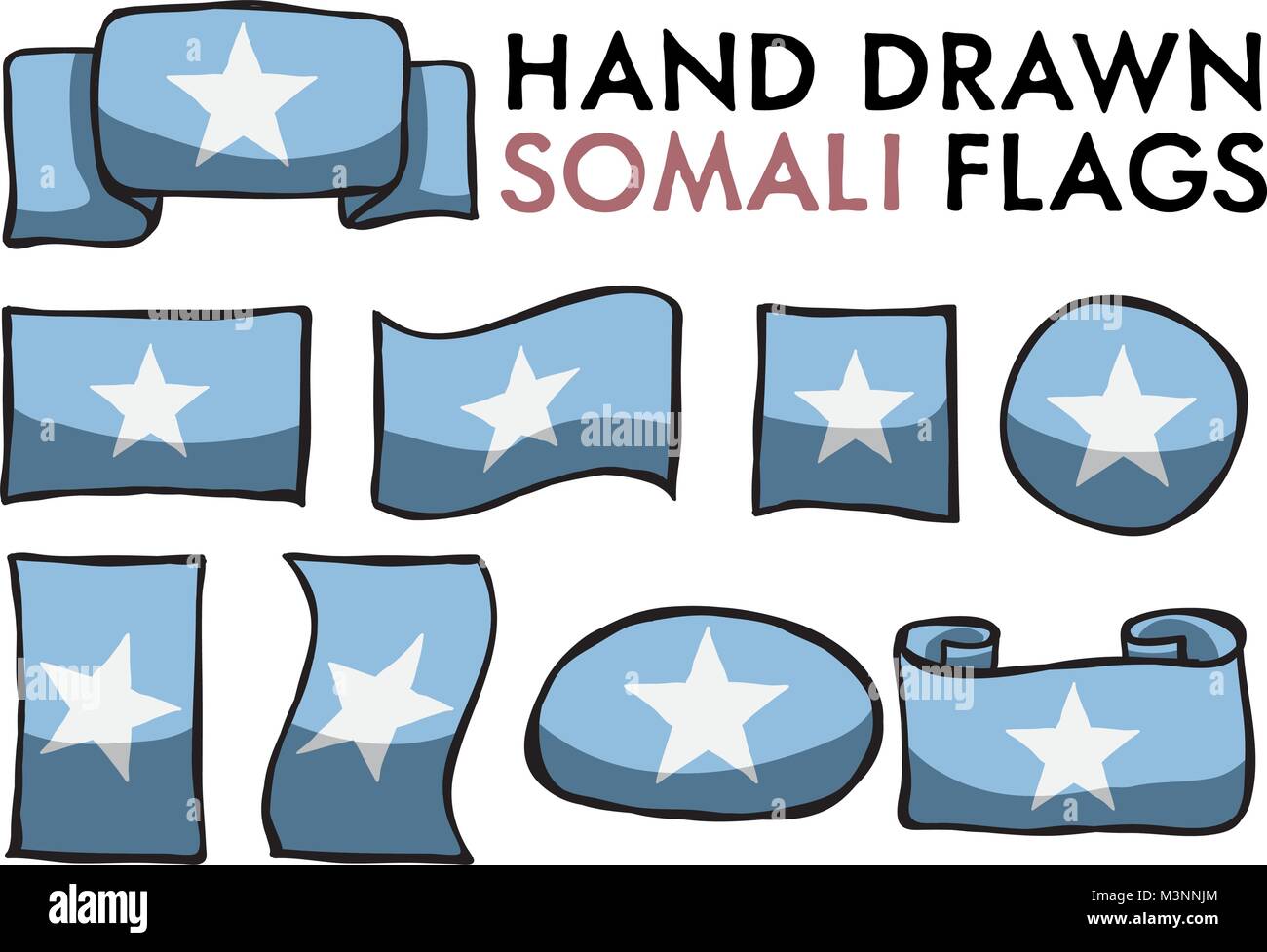 Set of Hand Drawn / Doodled National Flags. High-Quality Vector ...
