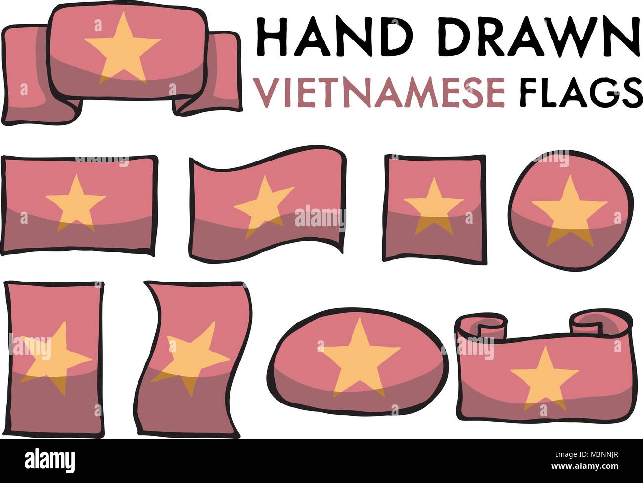 Set of Hand Drawn / Doodled National Flags. High-Quality Vector ...