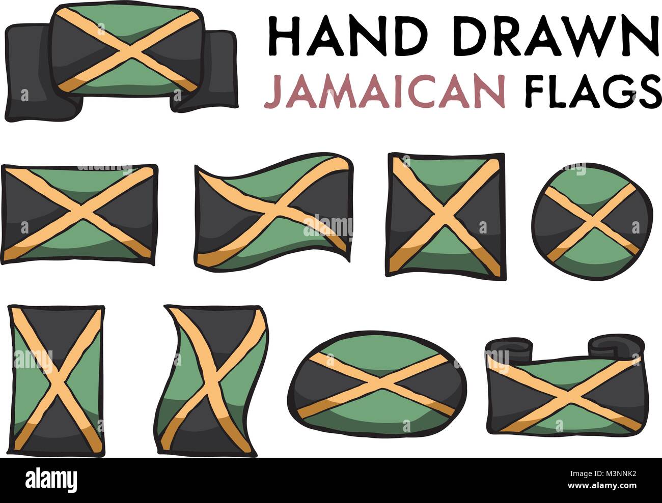 Set of Hand Drawn / Doodled National Flags. High-Quality Vector ...