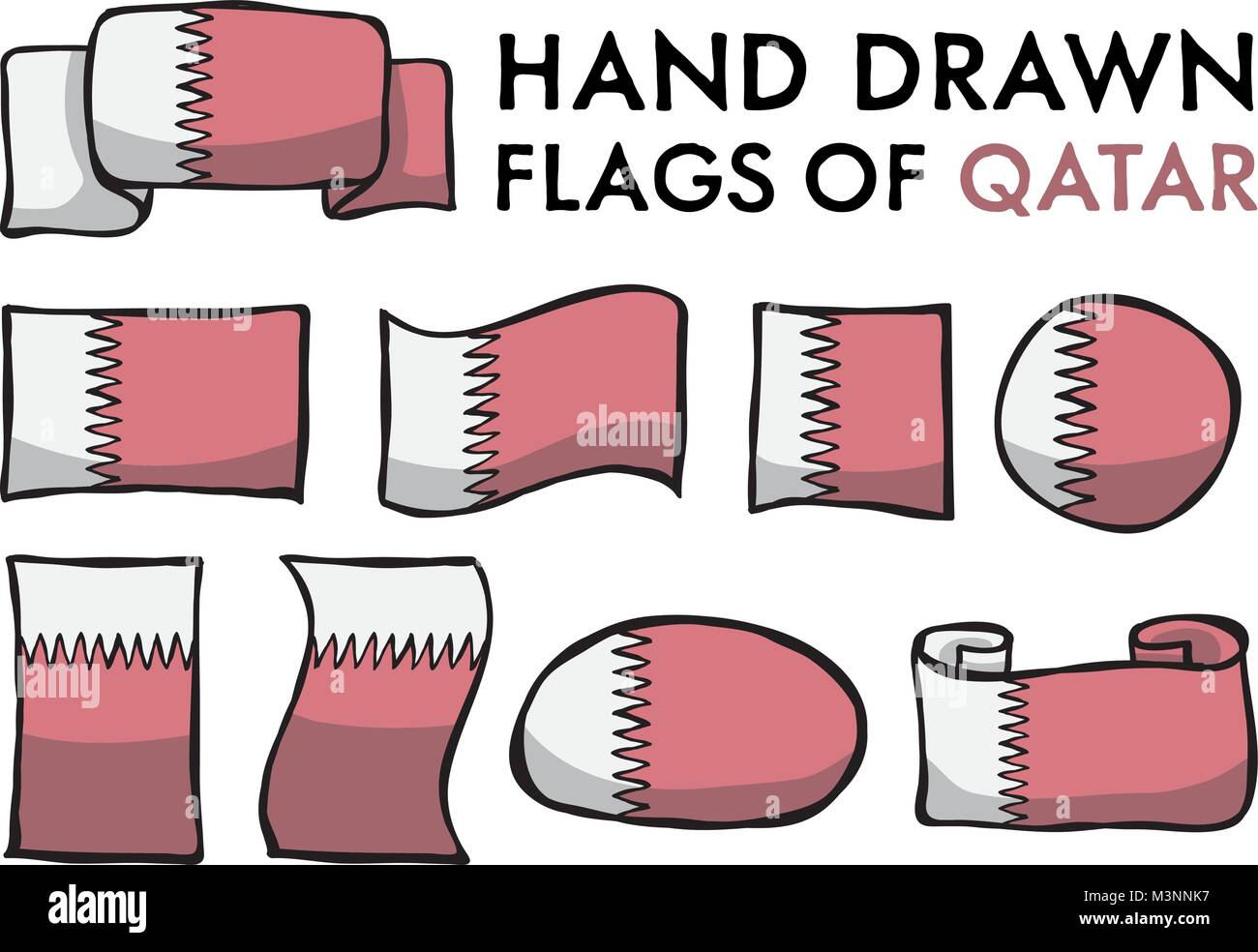 Set of Hand Drawn / Doodled National Flags. High-Quality Vector ...