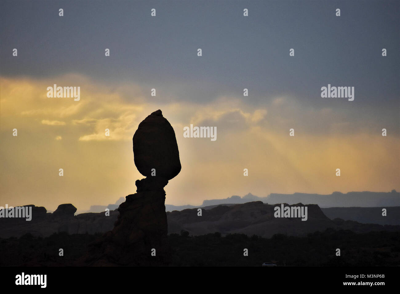 Balanced Rock at sunset Stock Photo - Alamy