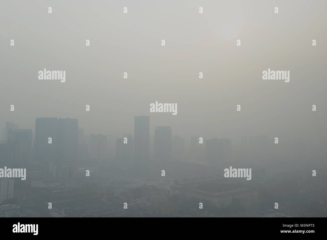 Large metropolitan city with terrible air pollution and smog, a ...