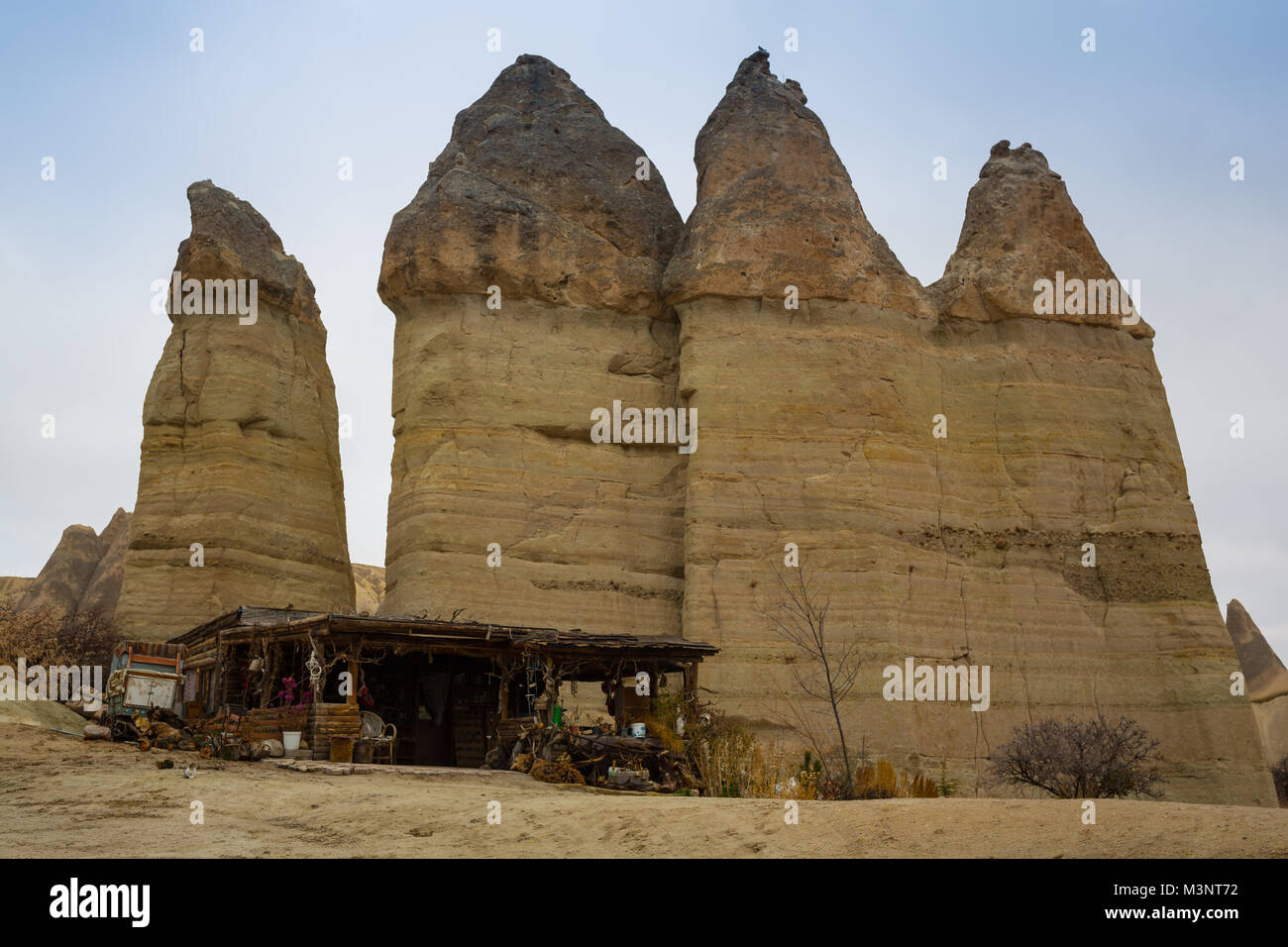 Volcanic rock formations known as Fairy Chimneys in Cappadocia, Turkey ...