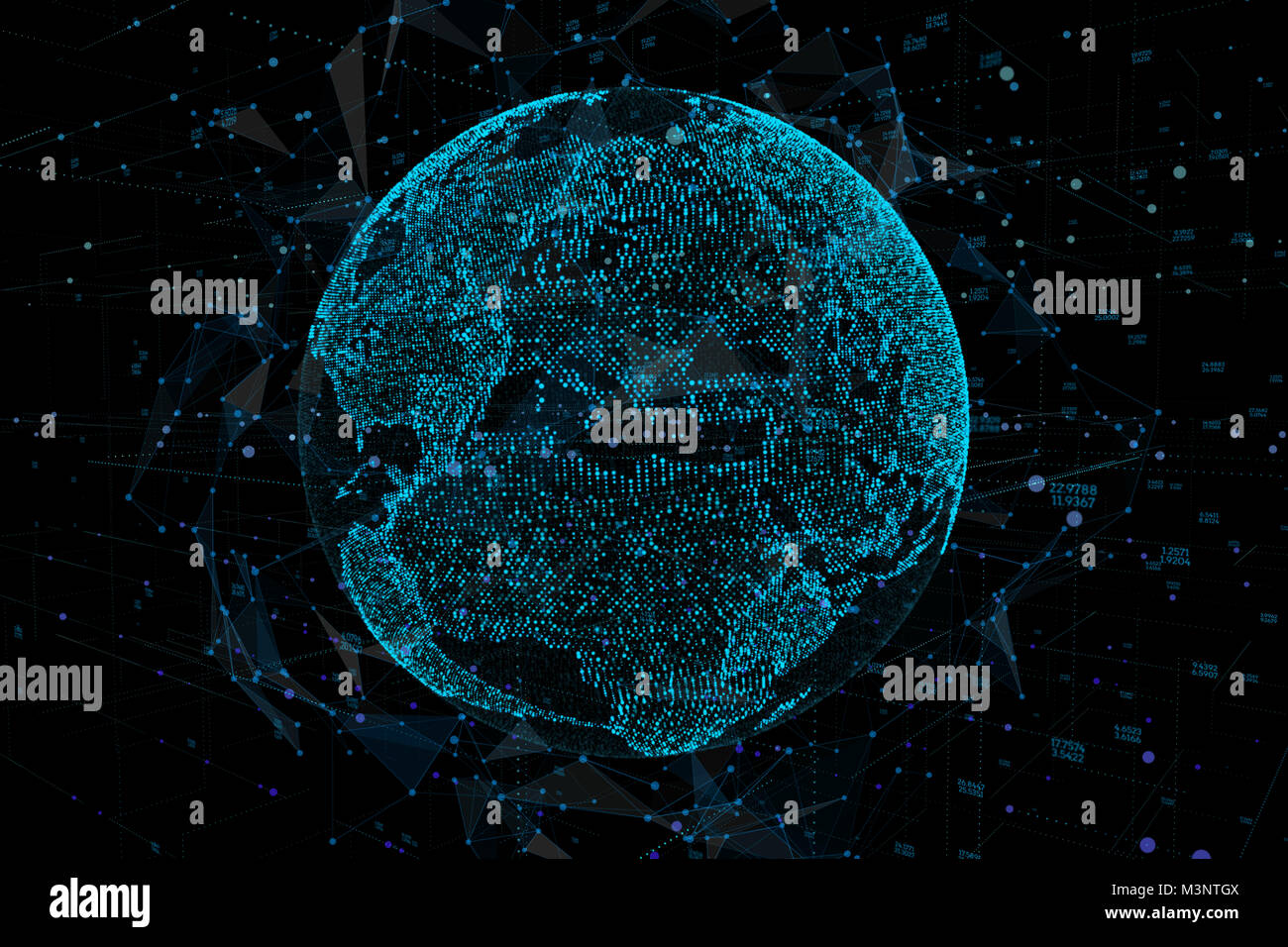 3d illustration of detailed virtual planet Earth. Technological digital ...