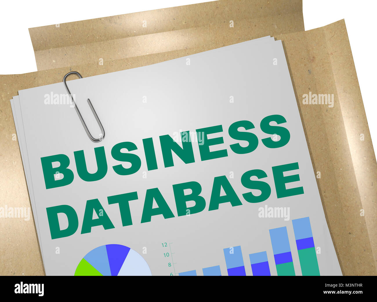 3D illustration of BUSINESS DATABASE title on business document Stock ...